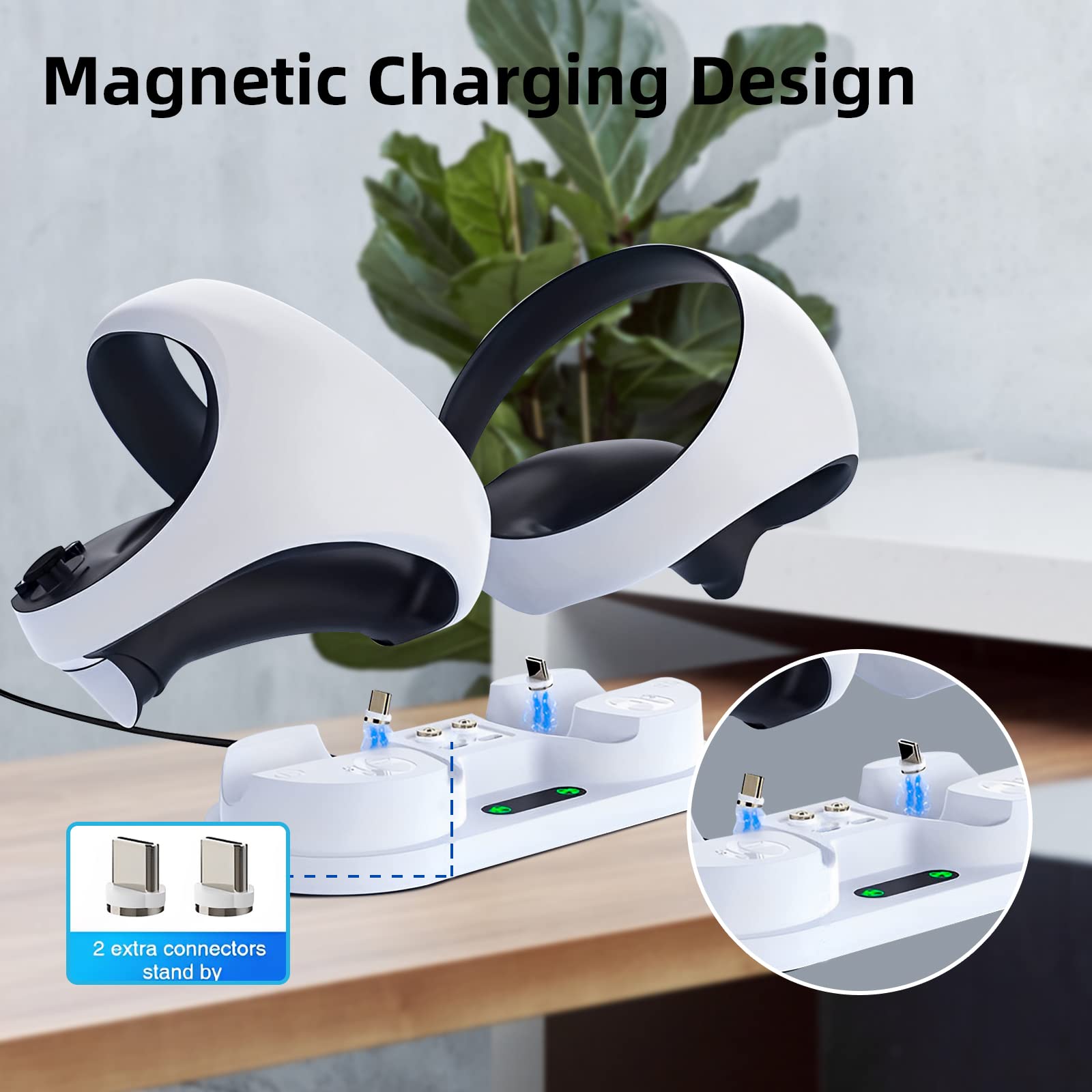 Charging Station for PSVR 2 Console with Quick Charge Port for PSVR 2, Non-Slip Portable Heat Dissipation Holder with Charging USB C Cable Compatible with PSVR 2 Dock Stand Accessories, White