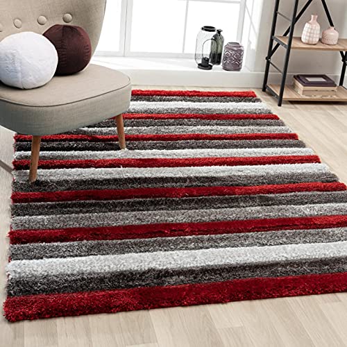 LUXE WEAVERS Lantanas Collection 7119 Red 8x10 Modern Geometric Area Rug