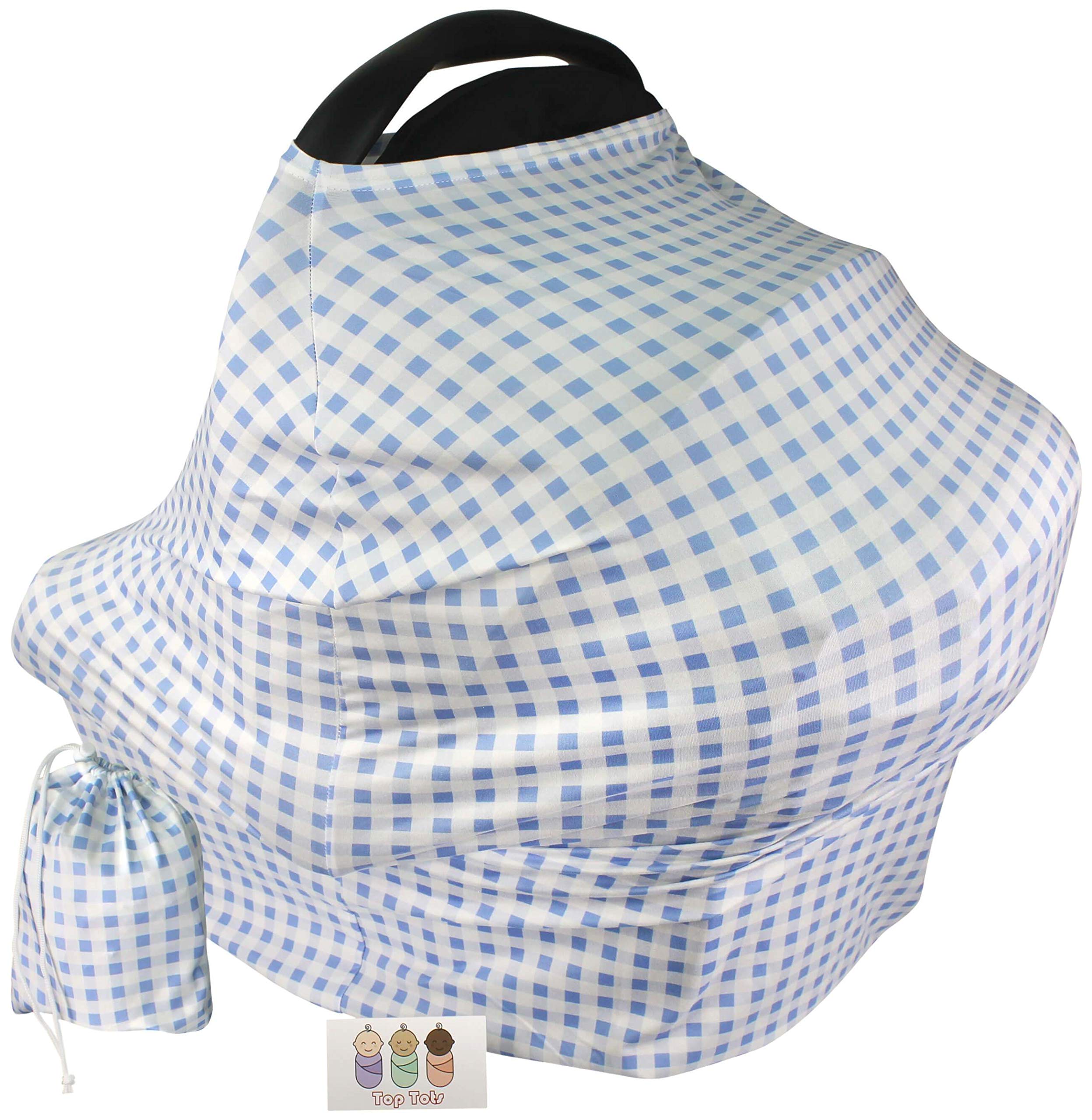 Car Seat Covers for Babies - Light Blue Checks