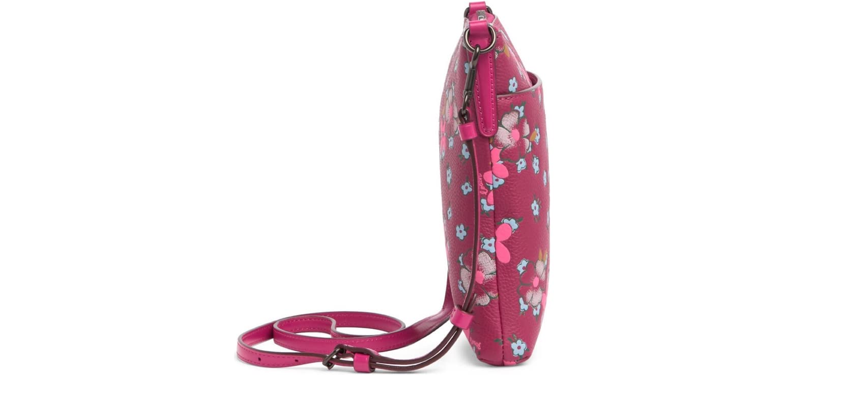 Coach Field Floral Kitt Leather Crossbody Purse in Dark Pink - #1345