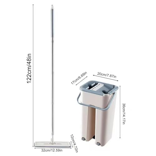 Flat Floor Cleaning Mop | Flat Squeeze Mop and Bucket | Multifunctional Flat Mop and Bucket with Wringer Set for Home, Professional Floor, Wall Mop Cleaner with Ergonomic Handle