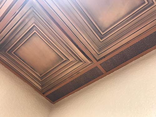 From Plain To Beautiful In Hours F07 Hammered Filler PVC 2' x 2' Lay-in or Glue-up Ceiling Tile (Covers / 100 sq.ft), Antique Copper, 25 Piece