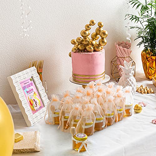 ComSaf Mini Honey Jars with Dipper 1.5oz - 40 Pack, Small Honey Glass Jar with Gold Lid, Tiny Hexagon Honey Jar in Bulk for Baby Shower, Wedding and Party Favors