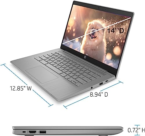 HP Chromebook 14 Inch Laptop for College Students, School, Intel Celeron Processor N4120, 4GB DDR4 RAM, 64GB eMMC, Chrome OS, 720p Webcam, HDMI, Modern Gray, PCM