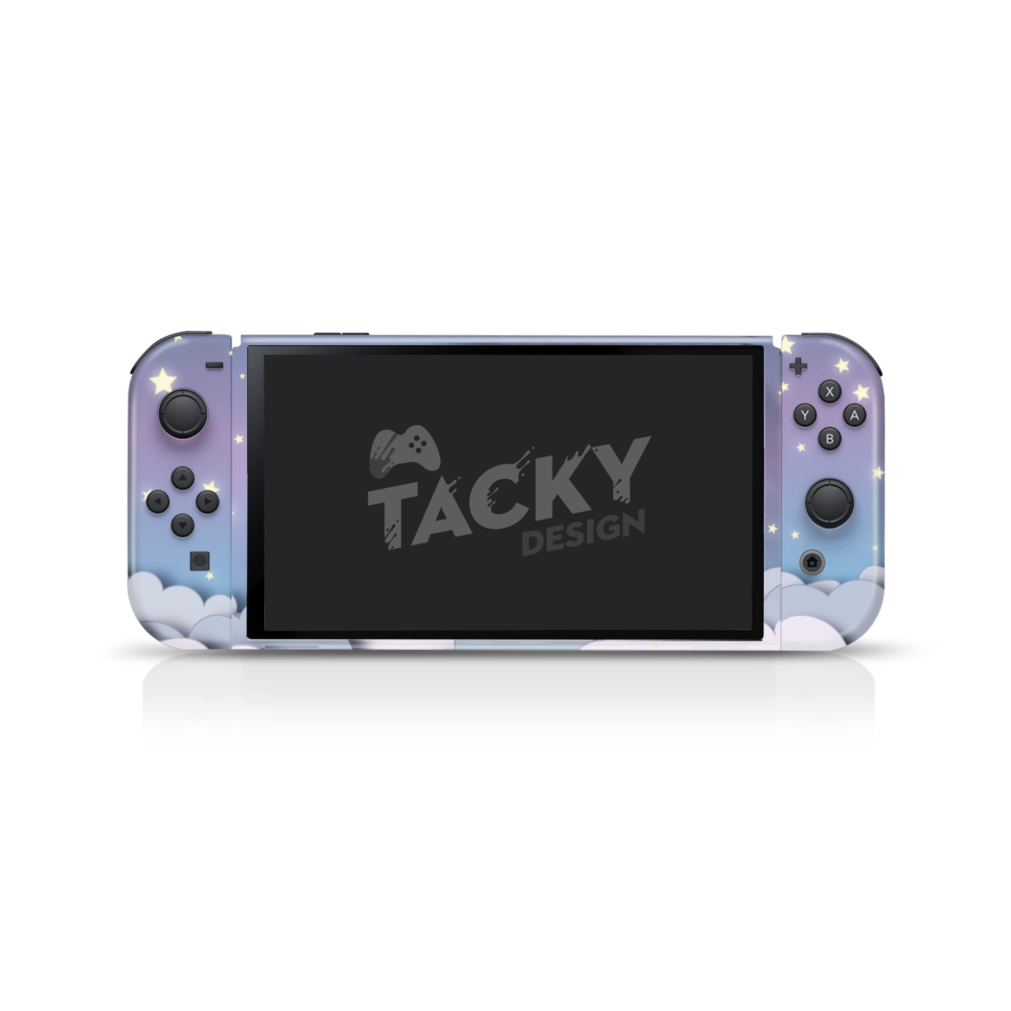 Tacky Design Purple Clouds Skin Compatible with Nintendo Switch OLED Skin Wrap Cover, Cute Moon Skin for Nintendo Switch OLED Stickers, Premium Vinyl 3M Full Wrap Decal