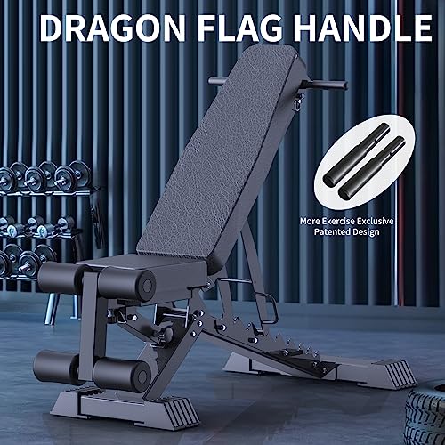 K KINGKANG Adjustable Weight Bench, 1100 LB Weight Capacity Heavy-duty Workout Bench, Extended Head, and Neck Protection Design, Foldable Flat/Incline/Decline Exercise Multi-Purpose Bench for Home Gym