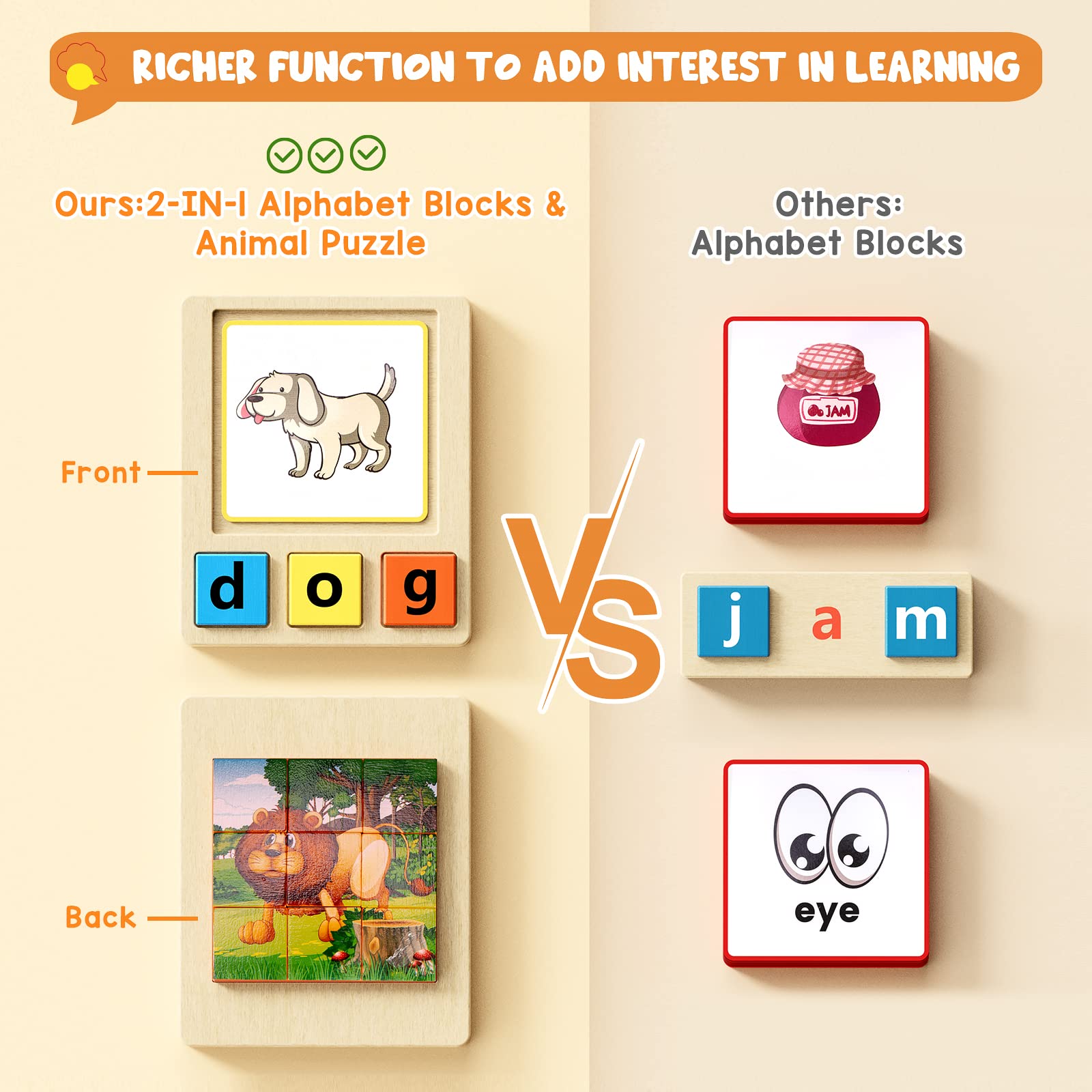 CVC Word Games Spelling Flashcards, Preschool Learning Alphabet Puzzle Activitie,Sight Words Reading Game,Kindergarten Homeschool Supplies,Montessori Educational Toys for 3 4 5 6 Year Old Kids