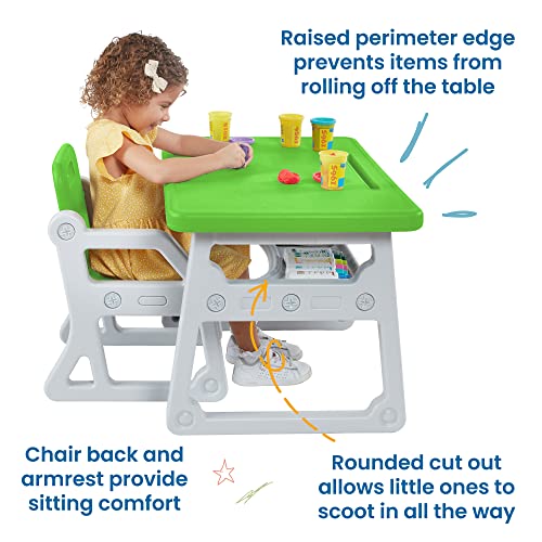 ECR4Kids Toddler Plus Desk and Chair, Kids Furniture, Grassy Green/Light Grey
