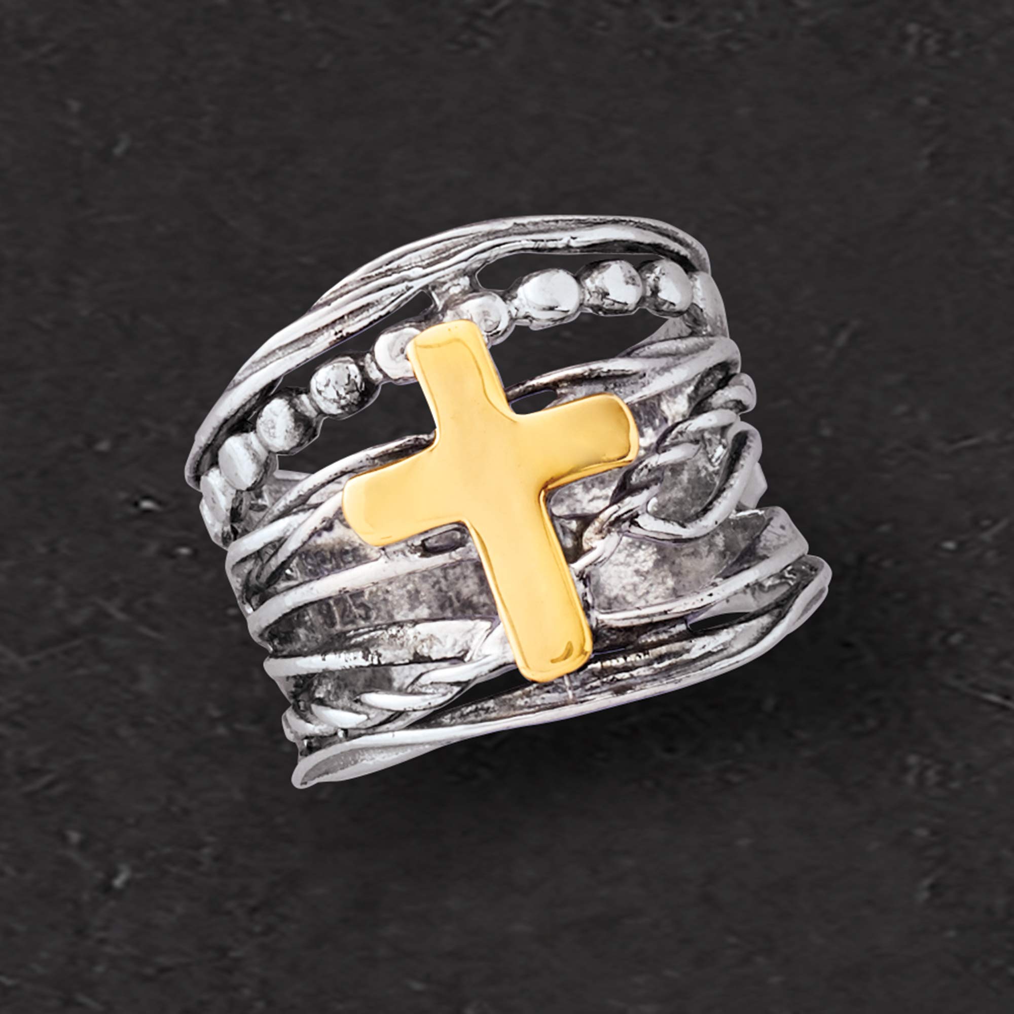 Ross-Simons Sterling Silver and 14kt Yellow Gold Multi-Row Ring