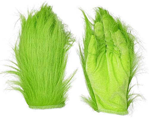 Green Santa Claus Costume for Men 1 pair Christmas Deluxe Santa Suit Green Outfit (Gloves)