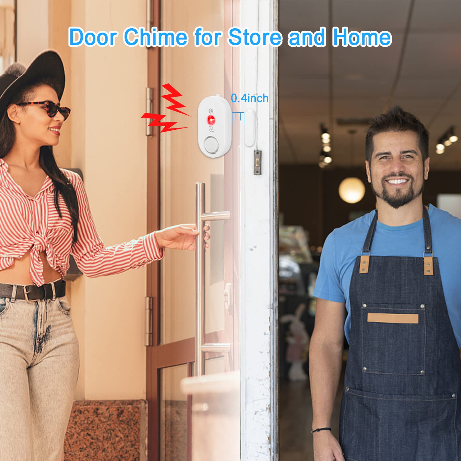 Door Alarm for Home Security, Door Open Alarm Sensor for Kids Safety Dementia Patients Window Alarm Sensor 125dB 4 Working Modes, Alarm System for Home Garage Apartment Office(Battery not Included)