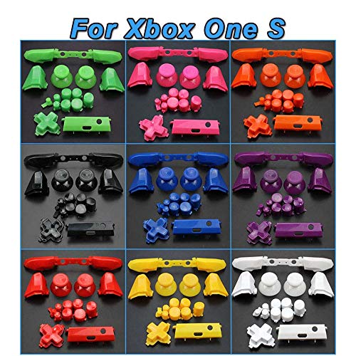 RB LB Bumper RT LT Trigger Buttons Mod Kit for Xbox One S Slim Controller Analog Stick Dpad Solid &Chorme (Solid Red)