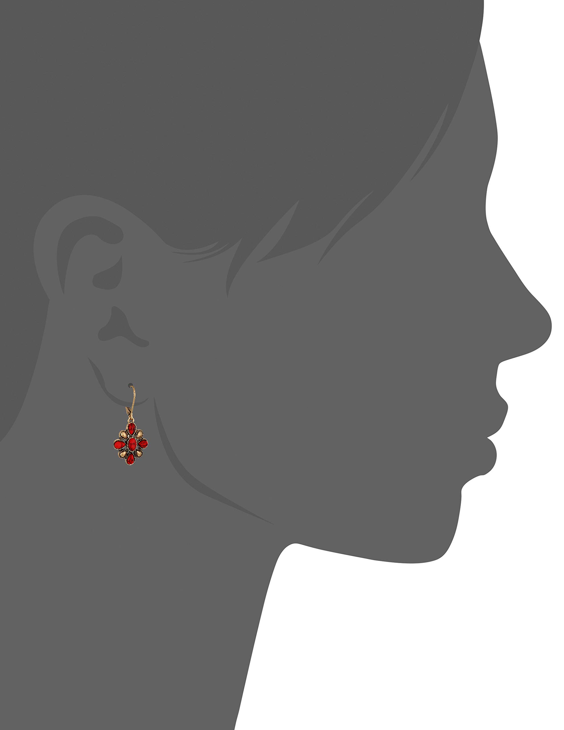 Chaps Women's Gold Coral Flower Drop Earrings