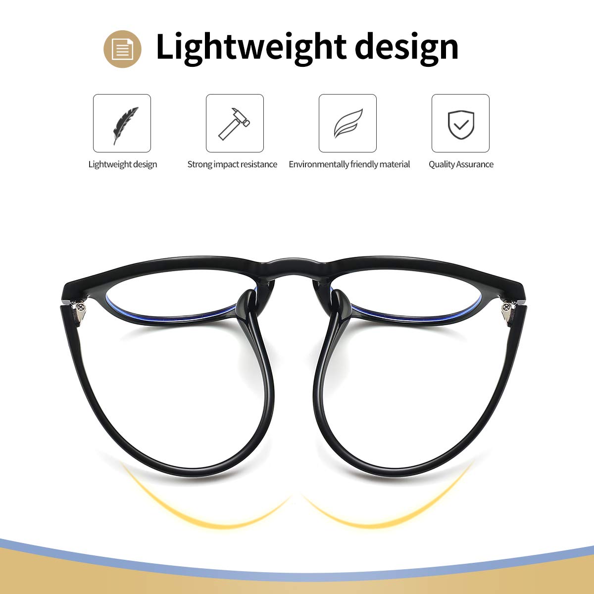 Blue Light Blocking Glasses Vintage Round Frame Eyeglasses for Women Men Black