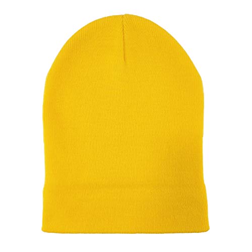 BRUCERIVER Classic Knit Elasticity Beanie Cap Hats for Men & Women (Lemon Yellow)