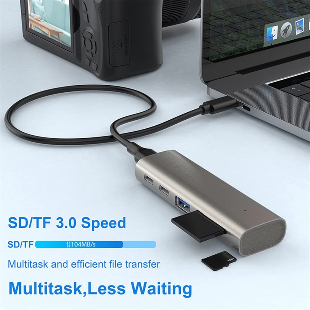 CXDTBH 1 Multi Splitter Adapter USB Type C Dock Station for TF Card.HC463 10Gbps USB 3.1 Gen2 Hub 6 in