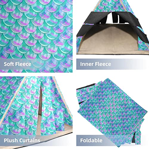Green Mermaid Scale Pattern, Hamster House Habitat Bed for Small Animal Hamster Gerbils Chipmunks Squirrels Hedgehogs Guinea Pigs Habitat Decor