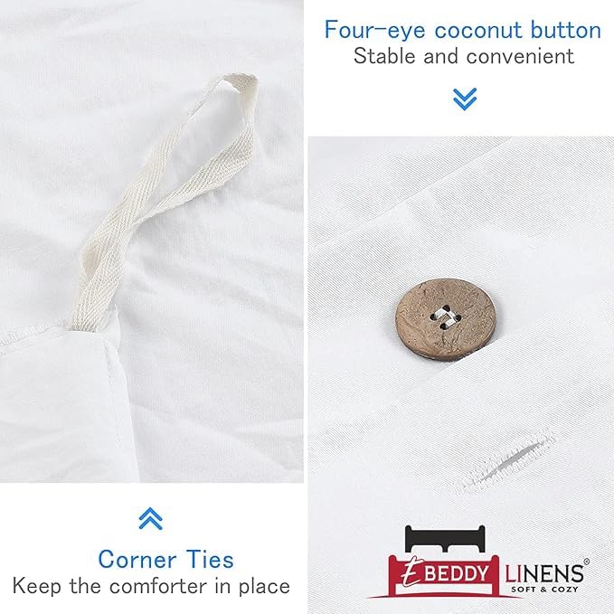 eBeddy Linens Luxury Taupe Duvet Cover Set King XL 116x98 Size 800 TC Certified Egyptian Cotton Luxury Soft & Breathable Comforter Cover and 2 Pillow Sham with Button Closure & Corner Ties