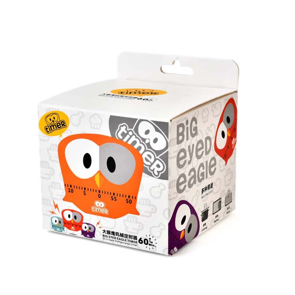 Cartoon Big Eyed Eagle Machinery Timer 60 Minutes Mechanical Kitchen Cooking Timers Clock Loud Alarm Counters Manual Timer Kitchen Utensil (Purple)
