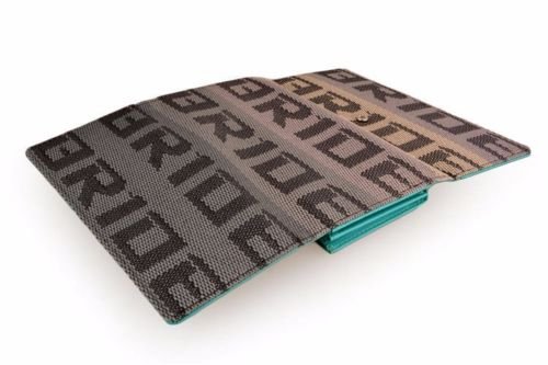 JDM WOMENS BRIDE RACING FABRIC TRIFOLD TEAL WALLET LEATHER GRADATION FEMALE+Key