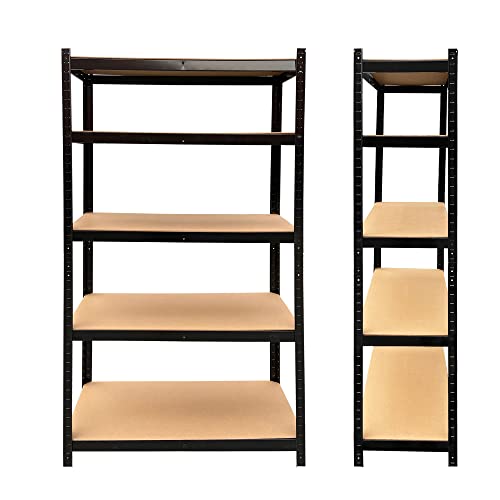 JAOSY Garage Storage Shelves Heavy Duty, Adjustable Shelves 30" Lx12''Wx66 H Shelving Unit with 5-Shelf, Racking Shelf Heavy Duty Garage Shelving Storage Shelves Black Metal Shelf