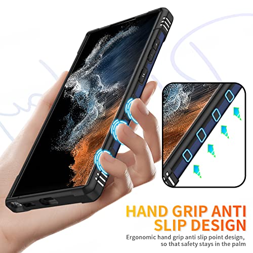 Jakeloo Cell Phone Cases, Cell Phone Holsters Cell Phone Case for Samsung Galaxy S23 Ultra 6.8"(PC+TPU) Shockproof/Ring Kickstand/Anti-wear/Fall-Resistant/Fingerprint Resistant (Blue)