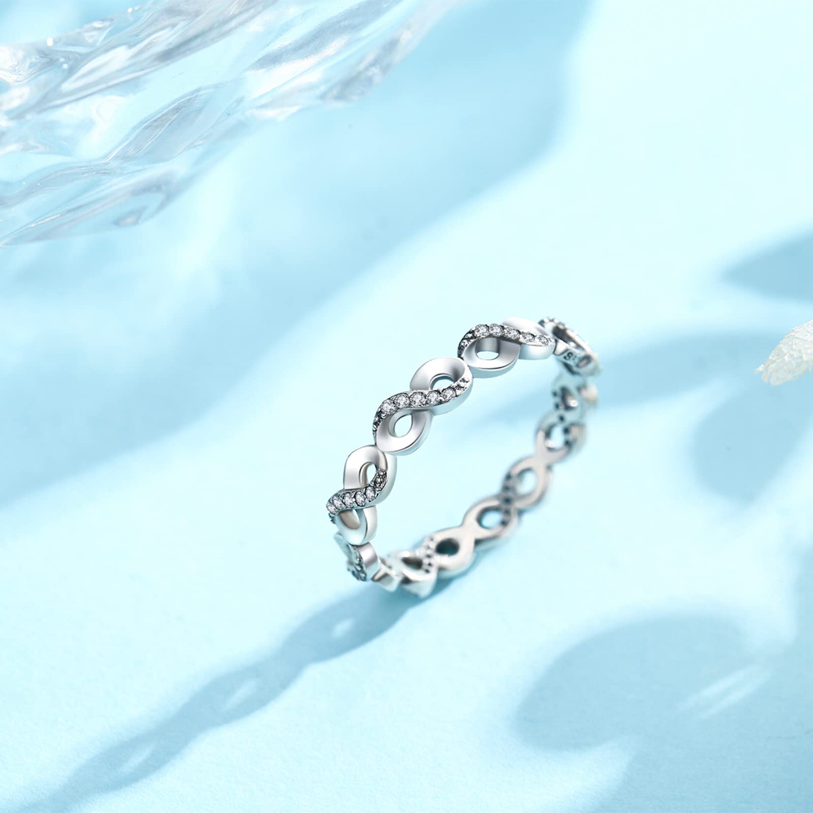 Coachuhhar Infinity Ring for Women 925 Sterling Silver Promise Eternity Band Rings Infinity Jewelry