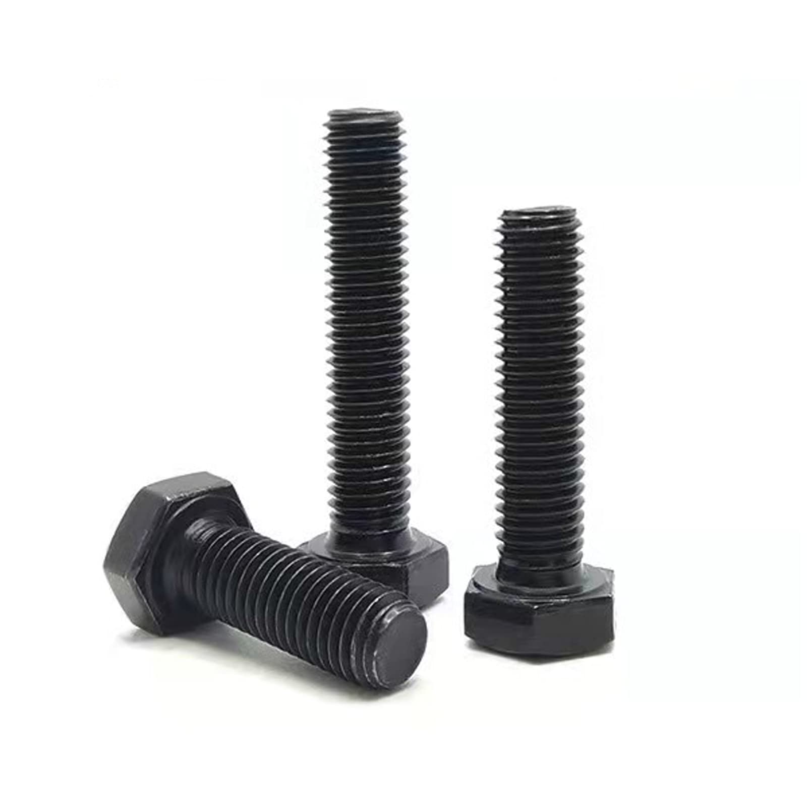 M12-1.75 x 25mm Carbon Steel Grade 8.8 External Hex Head Screw Bolts Metric Thread Hexagon Bolts Fastener for Hardware Furniture Machinery Black 5pcs