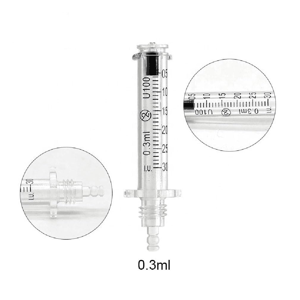 Disposable 0.3 & 0.5ml Empty Ampoule Nozzle -Non Invasive- Disposable Accessories Parts - without Hydrating Hyaluronic Acid Filler (10pcs 0.3ml Empty Ampoule Nozzle + 1 pc Adapter)
