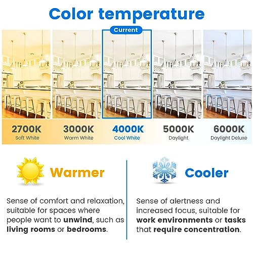 EdisonPar A19 6-Pack LED Light Bulbs, E26 Base 75W Equivalent 1000lumens 4000K Neutral Daylight, Cool White (CWF), Non-Dimmable 9W 15000Hrs Indoor UL