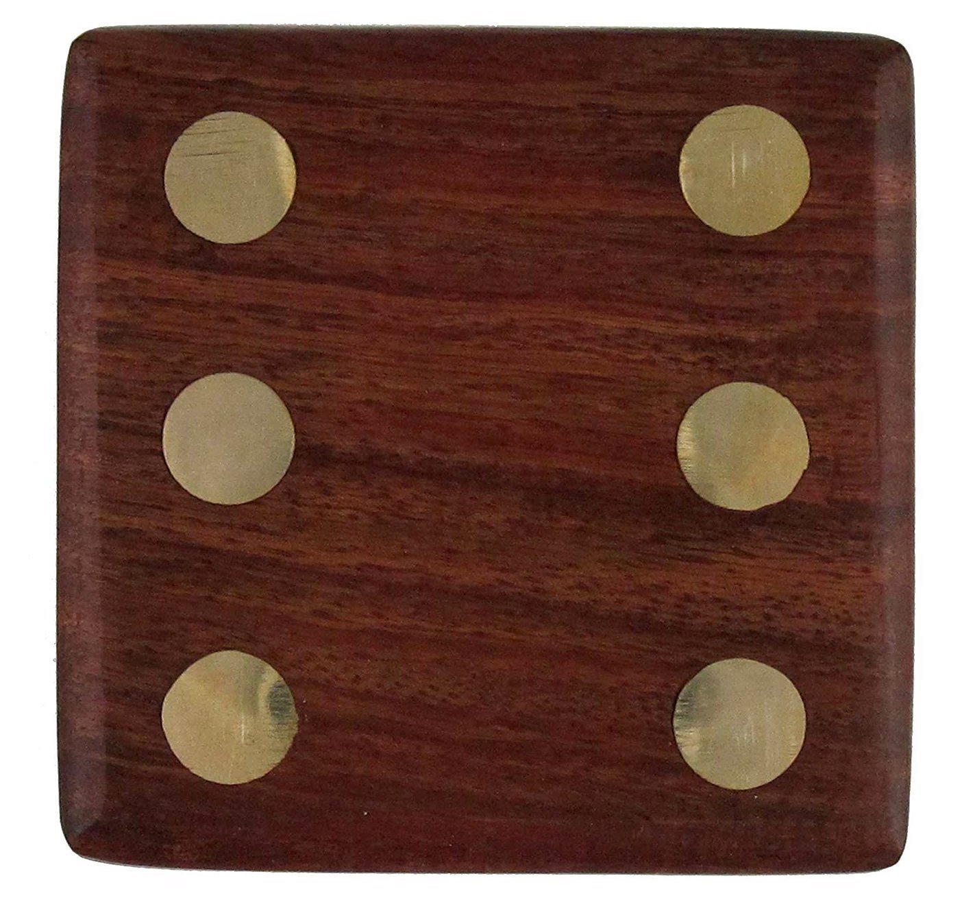 TOSQP27 Gift 5 Dice Box Set Classic Rolling Game Family Group Wooden Square Storage Case with Dice Handmade