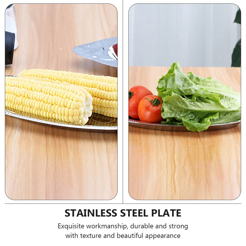 Cabilock Meat Cutting Board 3pcs Fish Platter Stainless Steel Steamed Fish Plate Fish- shaped Plate Snack Appetizer Storage Tray for Home Restaurant Kitchen- 34cm Toddler Meals