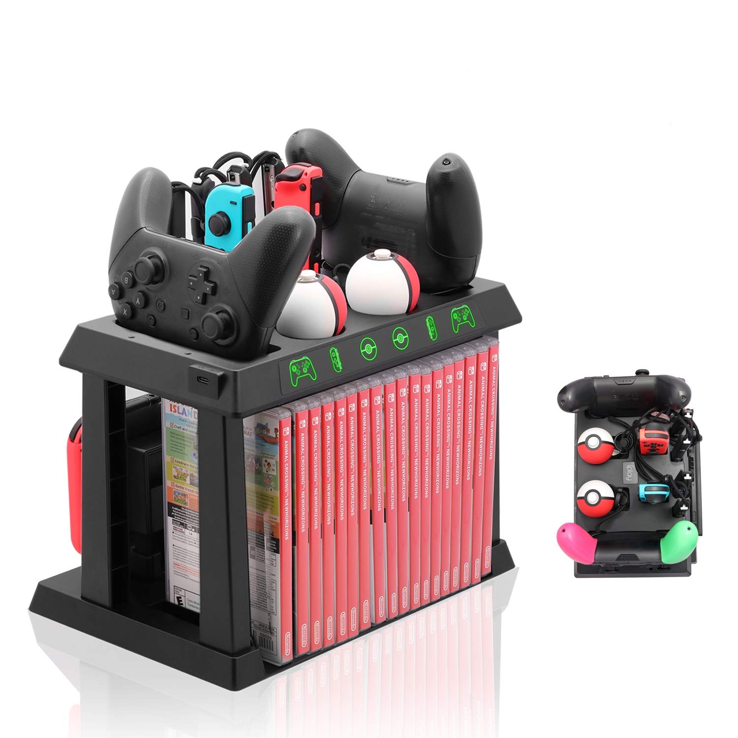 Charger Dock for Switch, Charger for Switch Controllers, Ball Plus Controllers, Storage Stand for Switch Game Cases