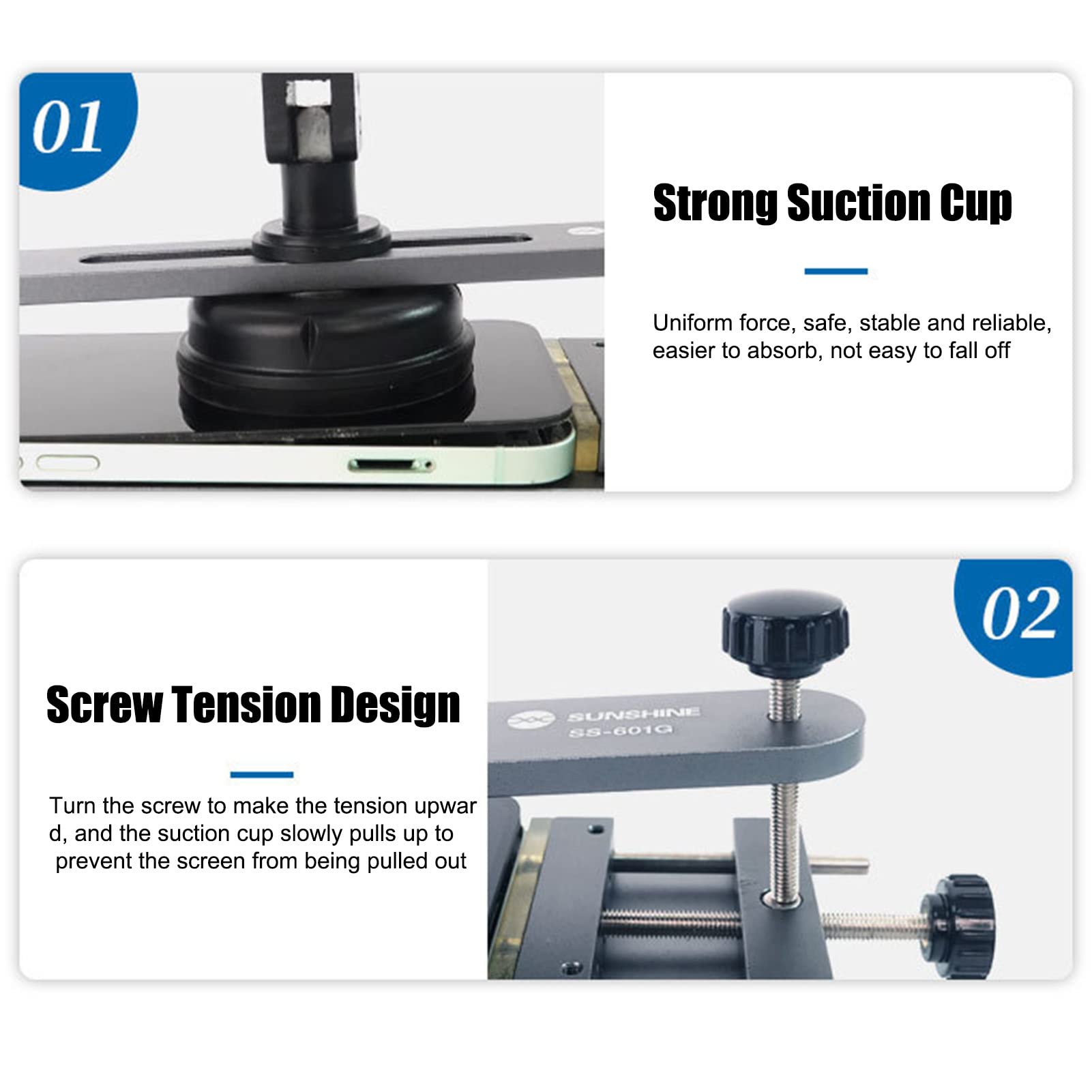 Cell Phone Screen Separator with Strong Suction Cups, no Heating Cell Phone Screen Removal Tools, Used to Separate The LCD Screen and Glass Back Cover of The Phone, for Smartphones
