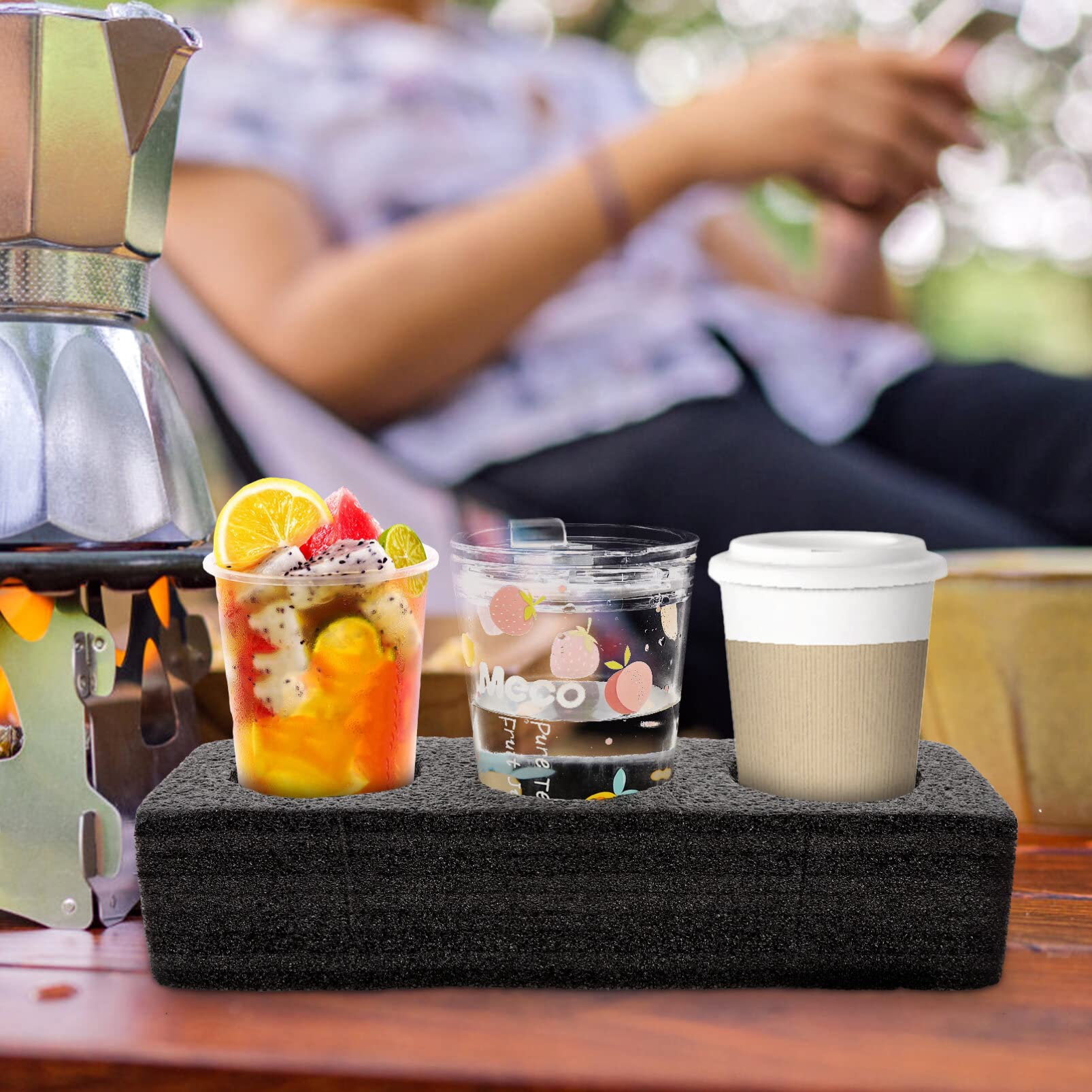 Cabilock Milk Tea Cup Holder Compostable Cup Holder Portable Coffee Cup Food Tray Pearl Wool Coffee Tray Disposable Trays Cup Carrier Foam Pearl Cotton Bottle Rack Takeaway Box re-usable