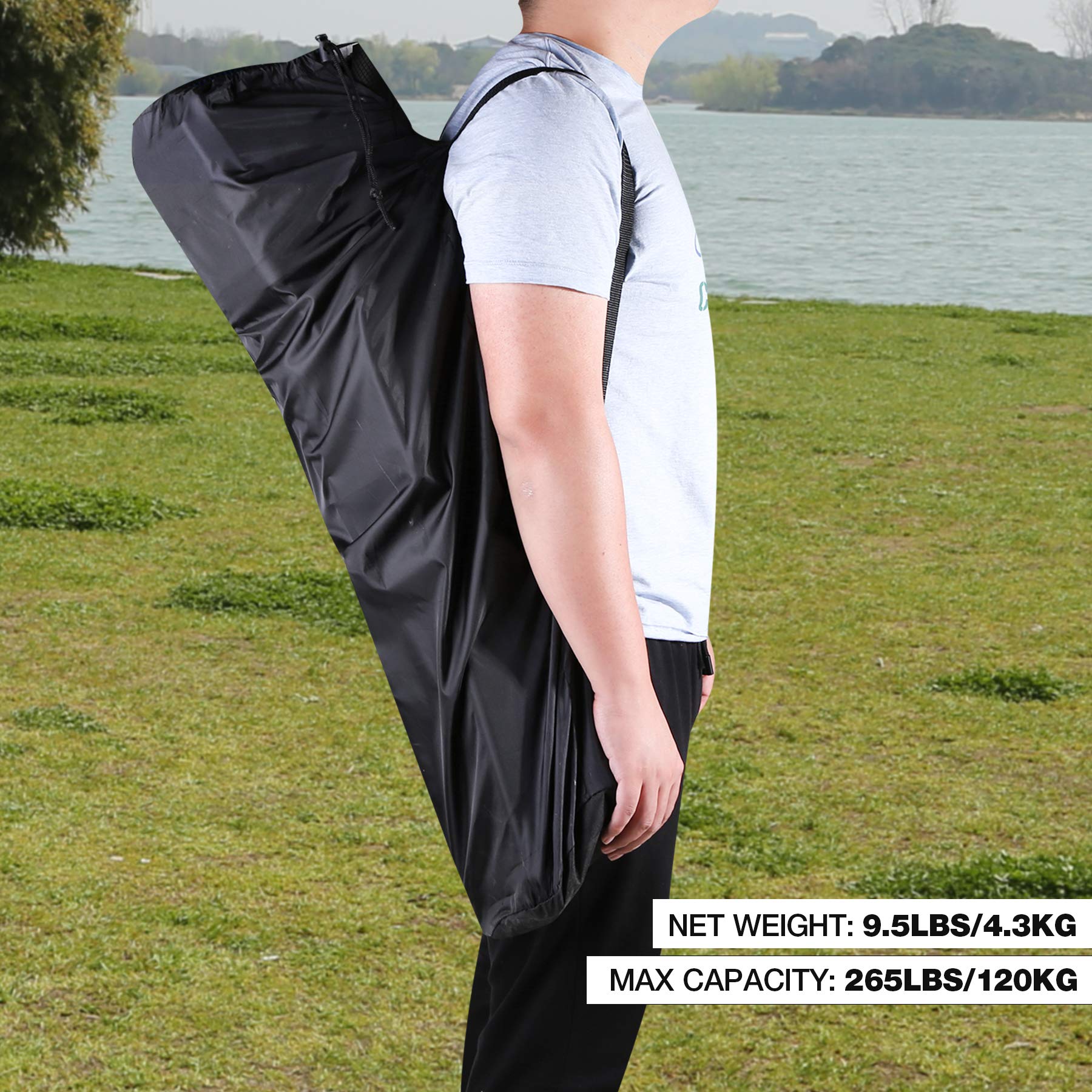 CAMPMOON Camping Folding Chair for Adults, Comfortable Lightweight Portable Heavy Duty Folding Lawn Chairs for Outdoor Sporting Events, Black 2 Pack