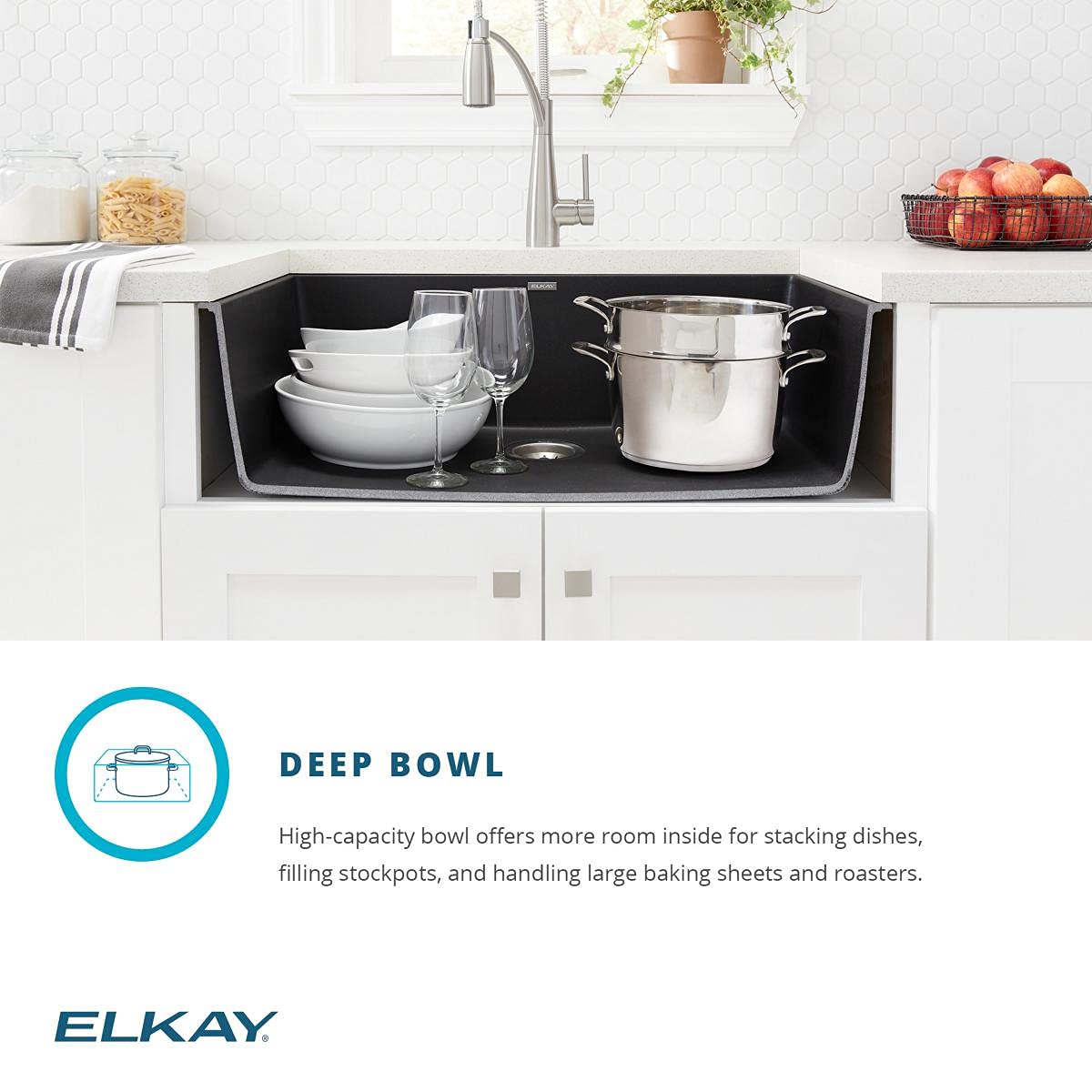Elkay Quartz Classic ELGRU13322BK0 Black Single Bowl Undermount Sink