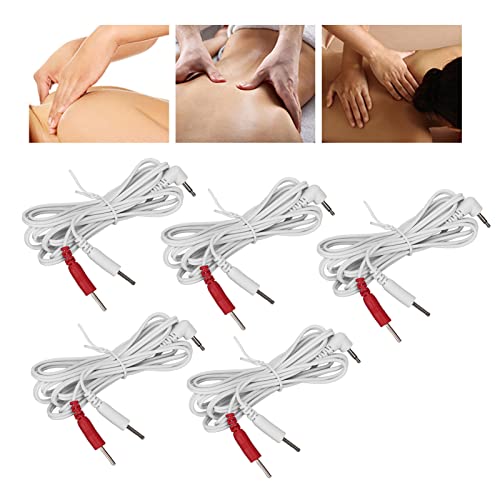 Demeras TENS Electrode Wire, Premium Metal Wire Electrode Wire 1.5m Long Promote White 2.5mm Elbow for Slimming Massager