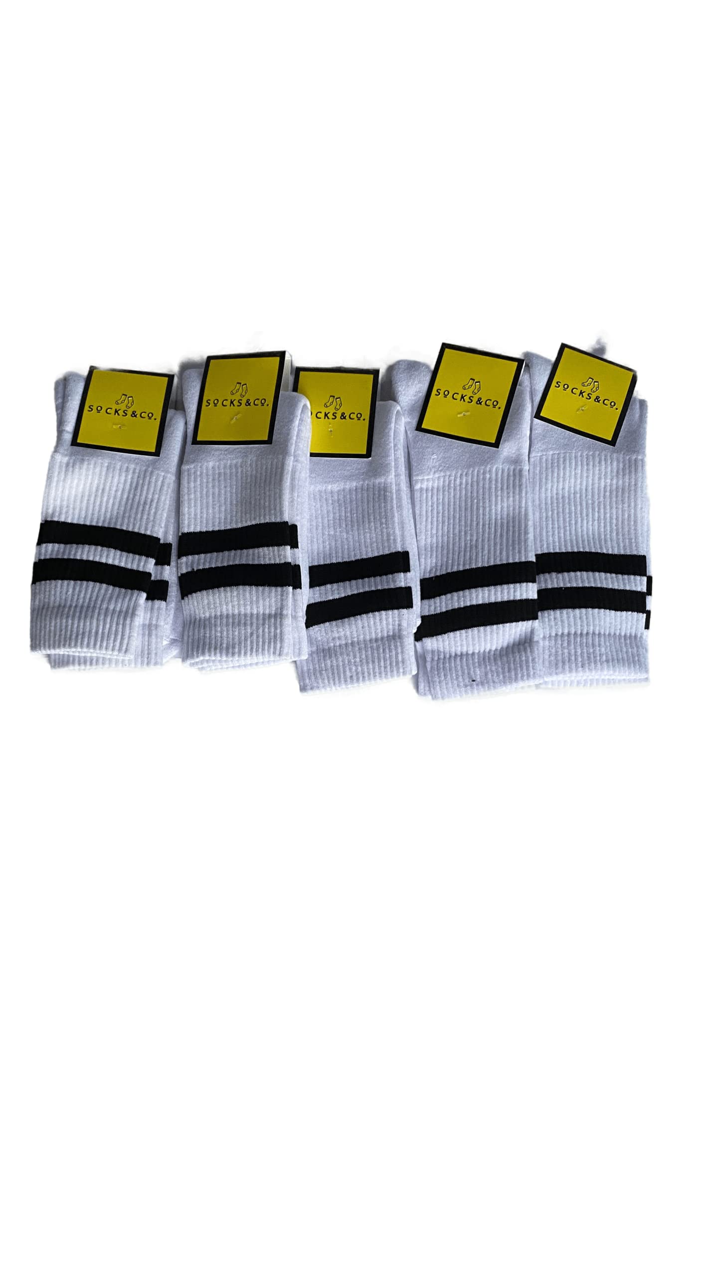 Çimpa Men’s Pack of 5 Made In TURKEY Soft Thin White Striped Absorbent Cotton Athletic Crew Socks Turkish Thread Made In Turkey White US Men’s Shoe Size 7-12.5 Sock Size 10-14