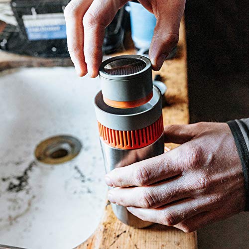 WACACO Pipamoka Portable Coffee Maker, Single Serve Coffee brewer, All-in-one Vacuum Pressured,Insulated Travel Mug, Hand Powered and Filter Pressure Brewer, Stainless Steel Thermo Cup, 10 fl oz