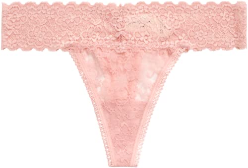 Jessica Simpson Women's Underwear - 5 Pack Stretch Microfiber Lace Thong Panties (S-XL), Size Medium, Black/Black/Animal Blush/Rose/Floral Rose