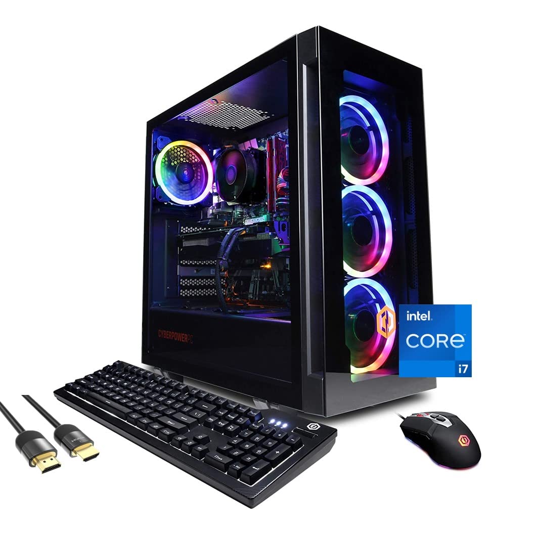 CyberpowerPC Gamer Xtreme 3060 VR Ready Gaming Desktop,12th Gen Intel 8-Core i7-12700F,GeForce RTX 3060 12GB, 32GB RAM,1TB PCIe SSD+1TB HDD USB-C, HDMI, DP, RJ45, RGB Case, Peripherals, Win 11, Black