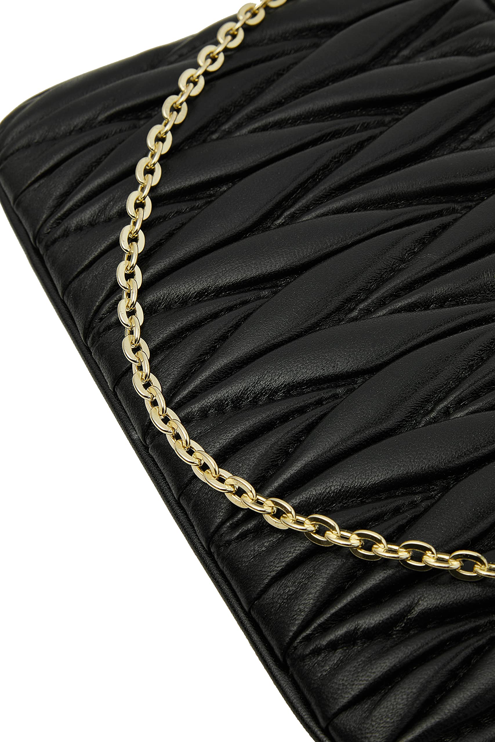 DORIS&JACKY Leather Quilted Clutch Bags For Women Small Multifunctional Shoulder Purse With Lots Card Slots(1-Black)