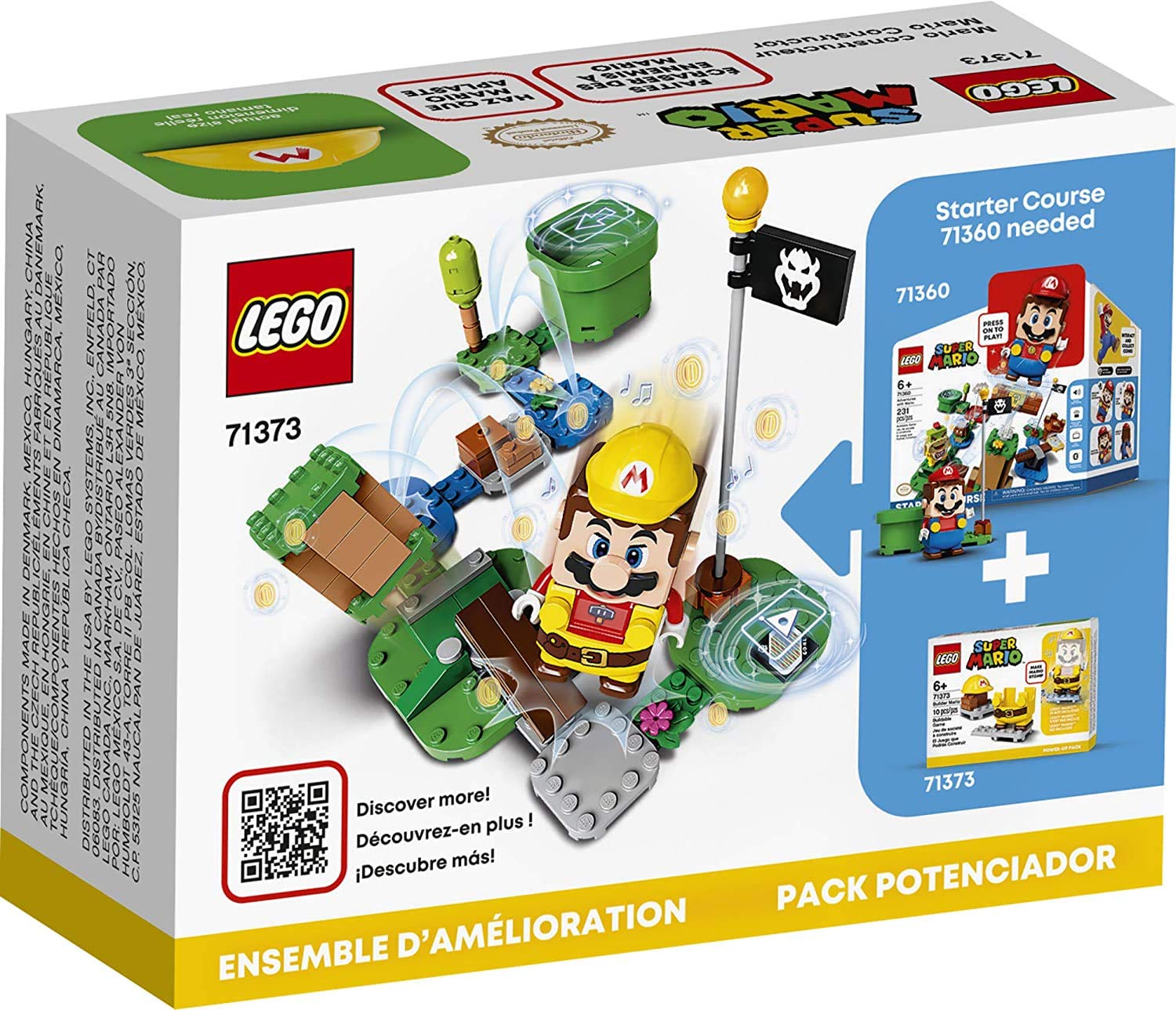 LEGO Super Mario Builder Mario Power-Up Pack 71373 Building Kit, Fun Gift for Kids to Power Up The Mario Figure in The Adventures with Mario Starter Course (71360) Playset (10 Pieces)