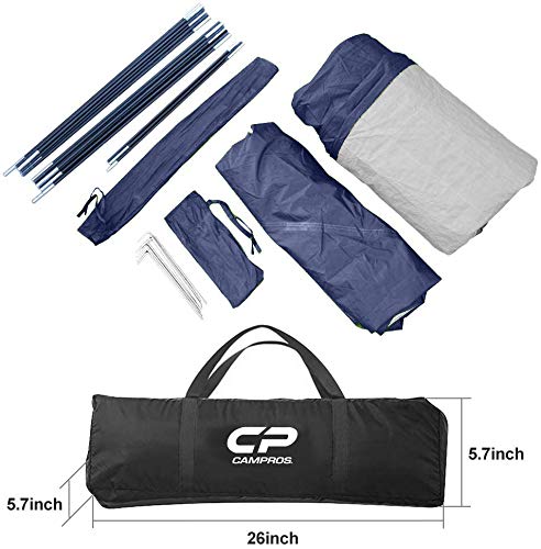 CAMPROS Tent-3-Person-Camping-Tents, Waterproof Windproof Backpacking Tent with Top Rainfly, Easy Set up Small Lightweight Dome Tents, for All Seasons Hiking Beach Outdoor with 3 Mesh Windows - Blue