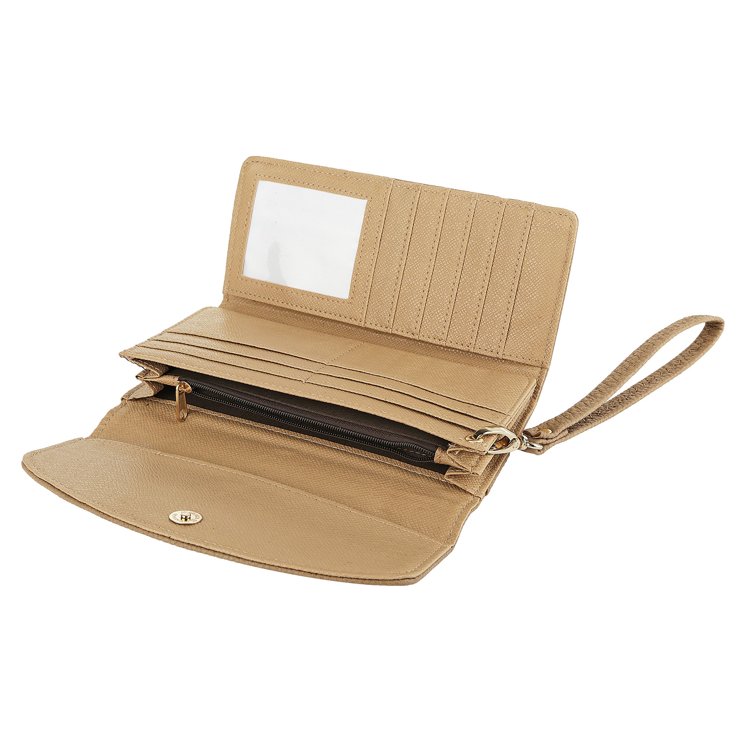 MKF Collection Wallet Handbag for Women - PU Leather Wristlet Bag - Double Zipper Multi Pockets Clutch Purse