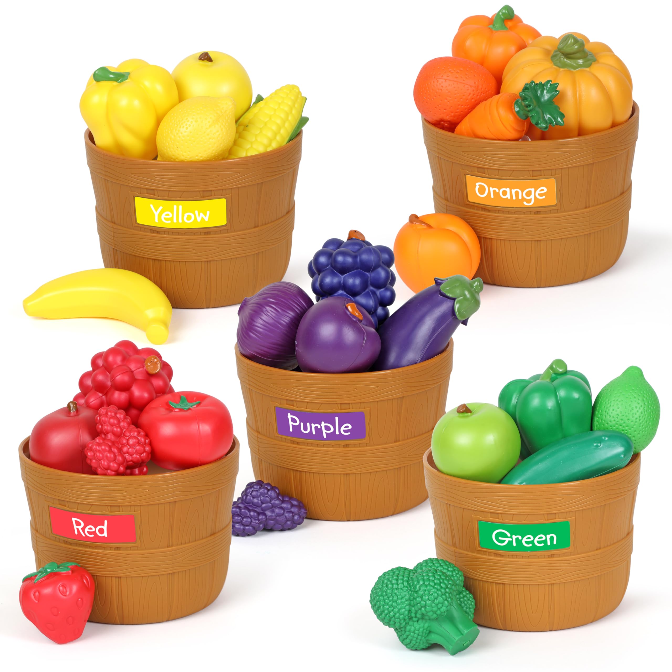Learning Resources Farmer’s Market Color Sorting Set - 30 Pieces Age 18+ Months Toddler Learning Toys, Sorting Toys for Kids, Play Food,Easter Basket Stuffers