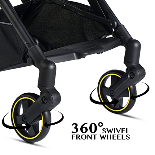 Royalbaby Lightweight Infant Stroller 360 Reversible Seat, Compact Fold, Portable Travel Toddler Baby Stroller with Umbrella & Multi-Position Reclining, Adjustable Large Canopy, Extra Storage, Yellow