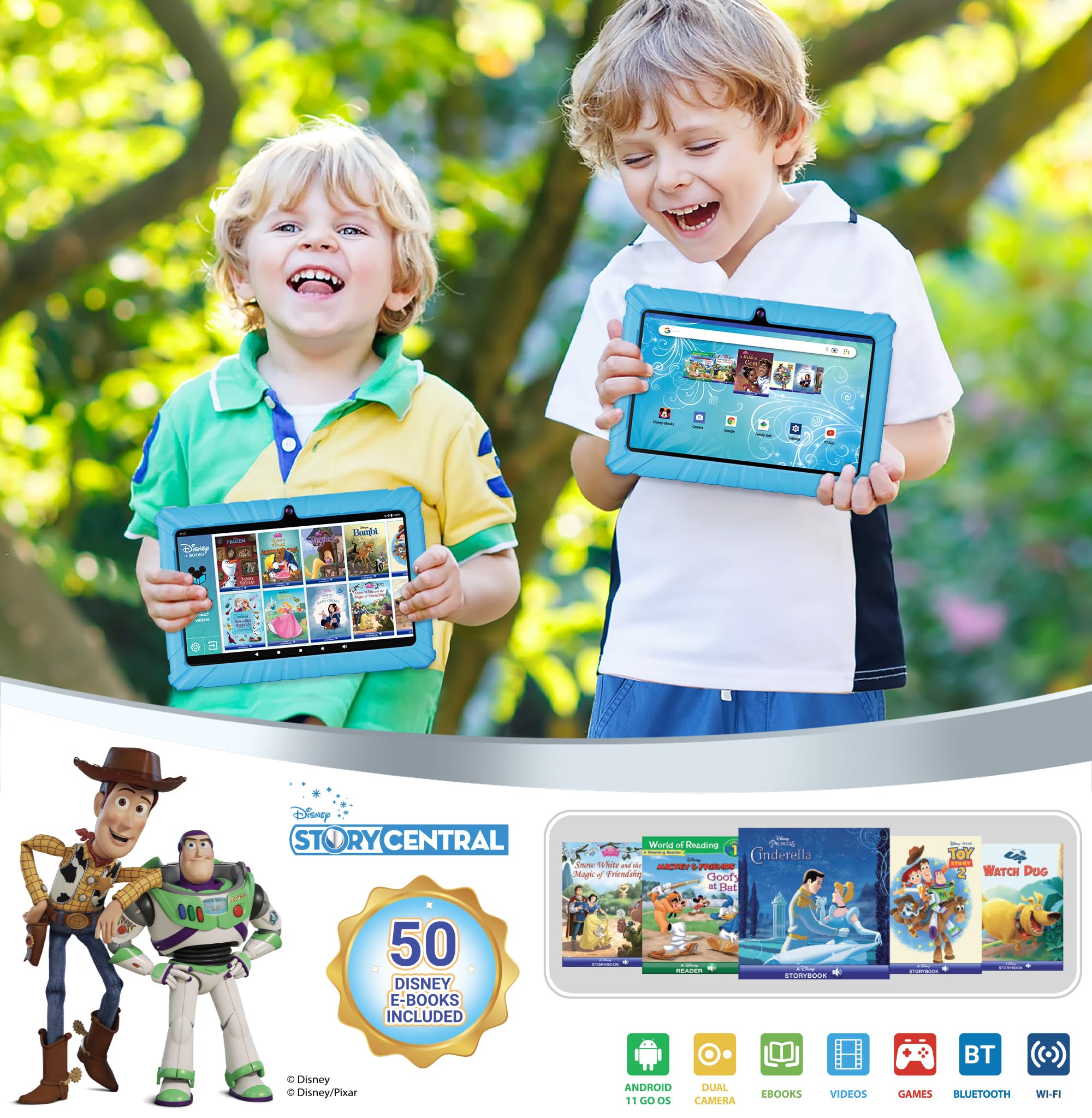 Contixo Kids Tablet, V8 Tablet for Kids and Tablet Sleeve Bag Bundle, 7” Toddler Tablet, 2GB+32GB Android 11 Tablet with Case, Learning Games Included, Parental Control Family Link - Blue