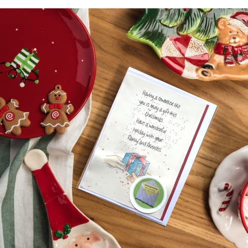 greetingsinbraille Christmas card for coworker | Personalized & Custom Handmade Handcrafted Card for Blind People & Visually Impaired Gift Watercolor